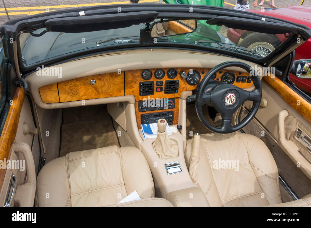 The driving compartment of a 1995 MG RV8 sports car Stock Photo - Alamy