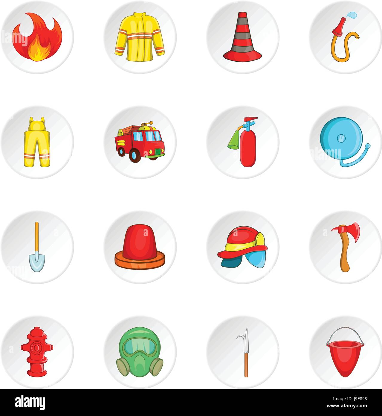 Firefighting icons set, cartoon style Stock Vector Image & Art - Alamy