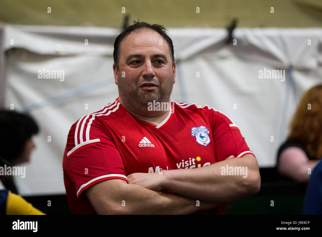 Opera singer Wynne Evans takes a break during the Match for Manchester ...