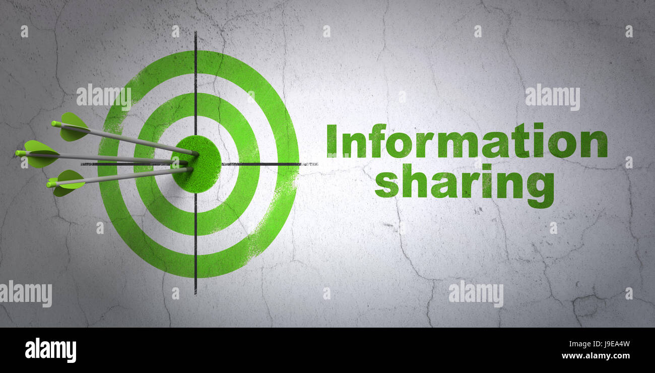 Data concept: target and Information Sharing on wall background Stock ...