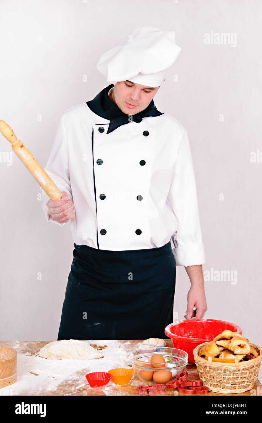 uniform, flour, preparation, cook, chef, sieve, man, dough, food ...