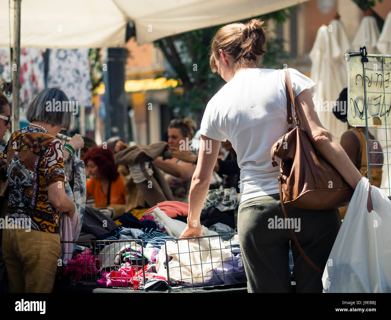 People buying clothes an apparel in the street market , may 2017 ...