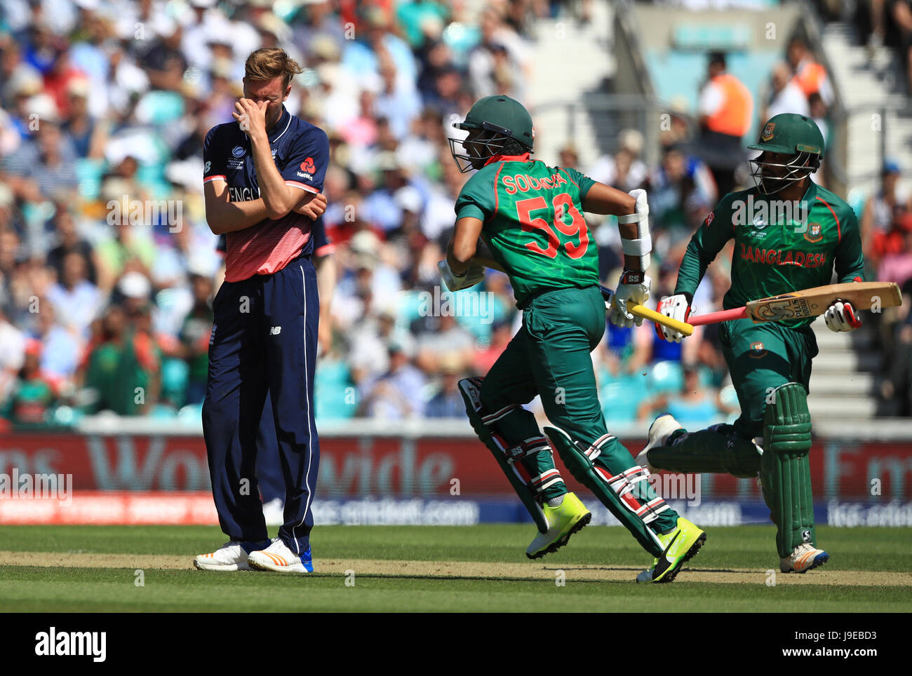 England's Jake Ball looks dejected as Bangladesh make runs during the ...