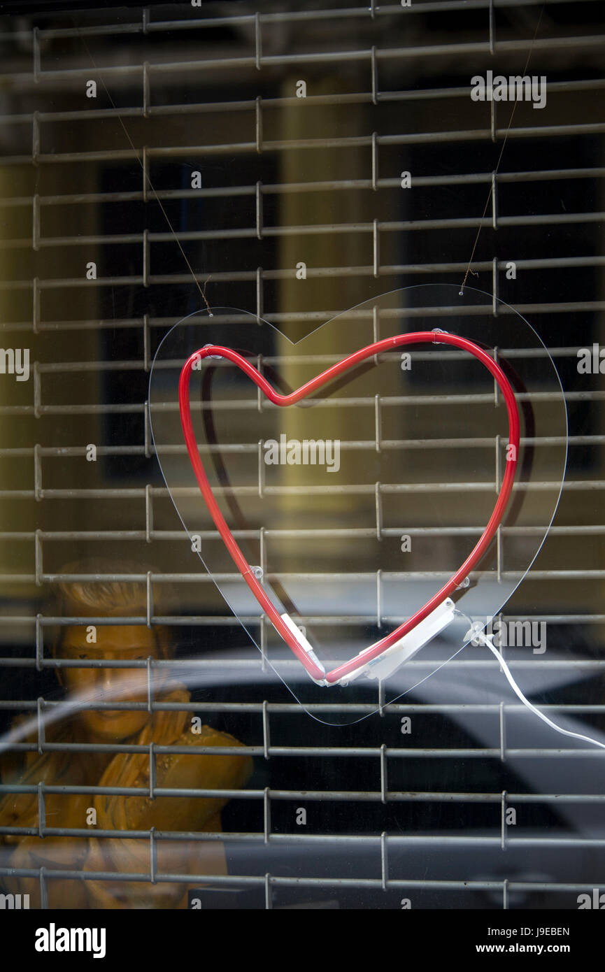 Neon sign in a window in SoHo area, New York Stock Photo - Alamy