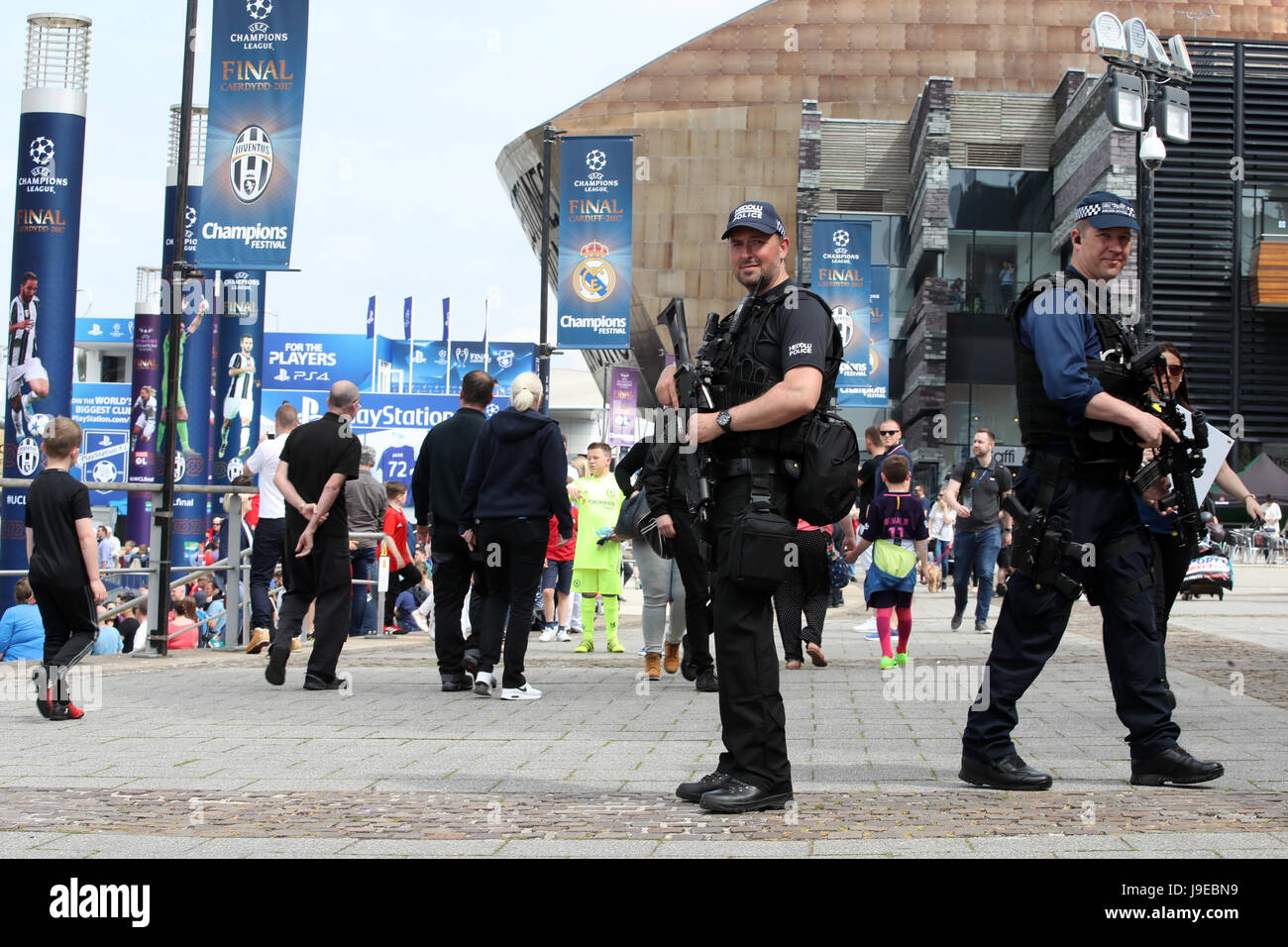 Security on the street in Cardiff ahead of the UEFA Women's Champions ...