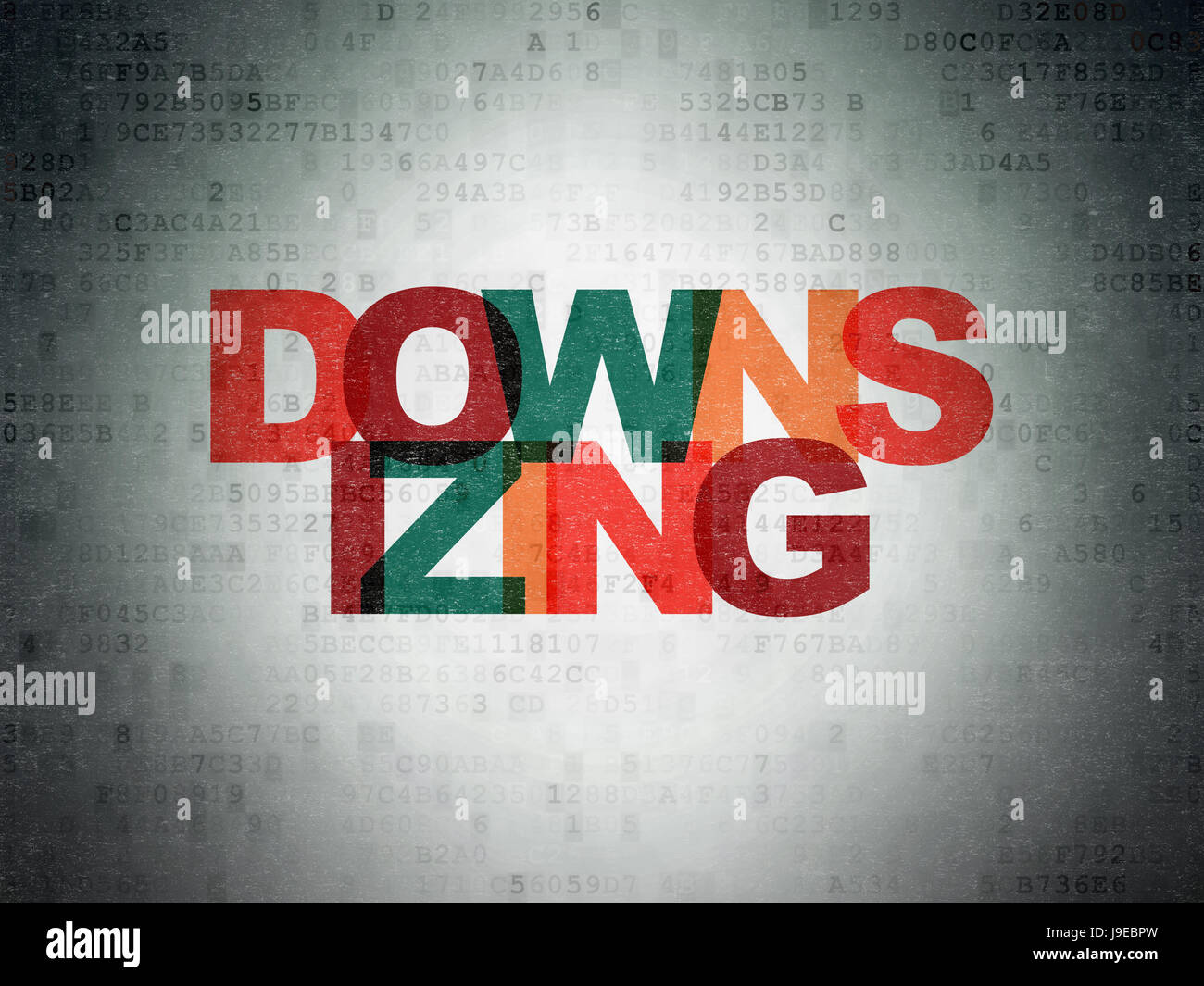 Business concept: Downsizing on Digital Data Paper background Stock ...