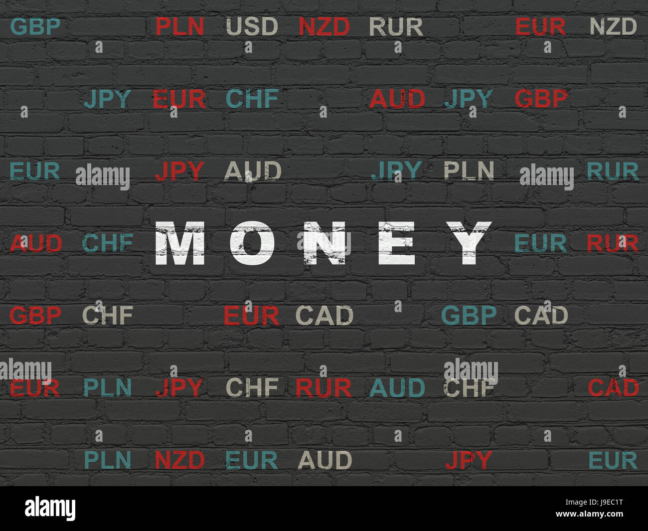 Finance concept: Money on wall background Stock Photo - Alamy