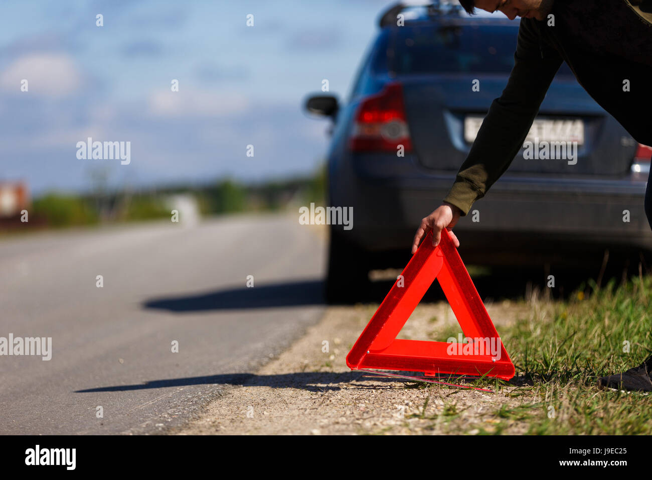 Photo of red emergency triangle Stock Photo - Alamy