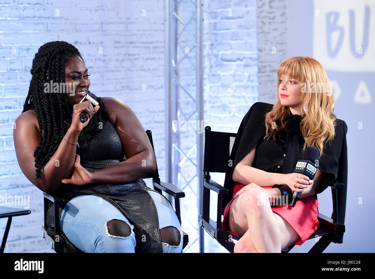 Danielle Brooks (left) and Natasha Lyonne during a BUILD series event ...