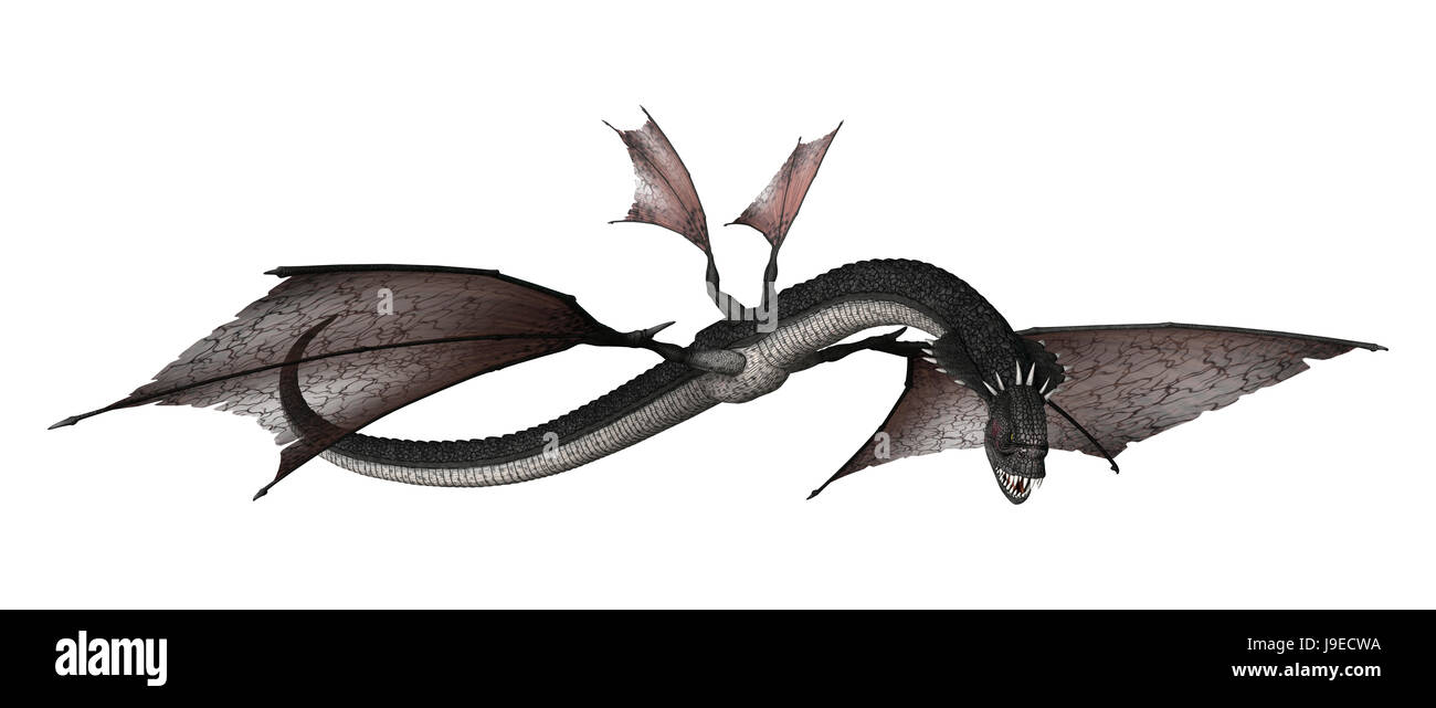 3D rendering of a fantasy snake dragon isolated on white background ...