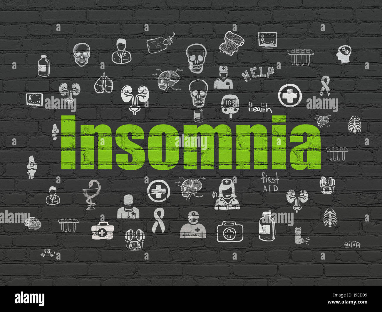 Health concept: Insomnia on wall background Stock Photo - Alamy