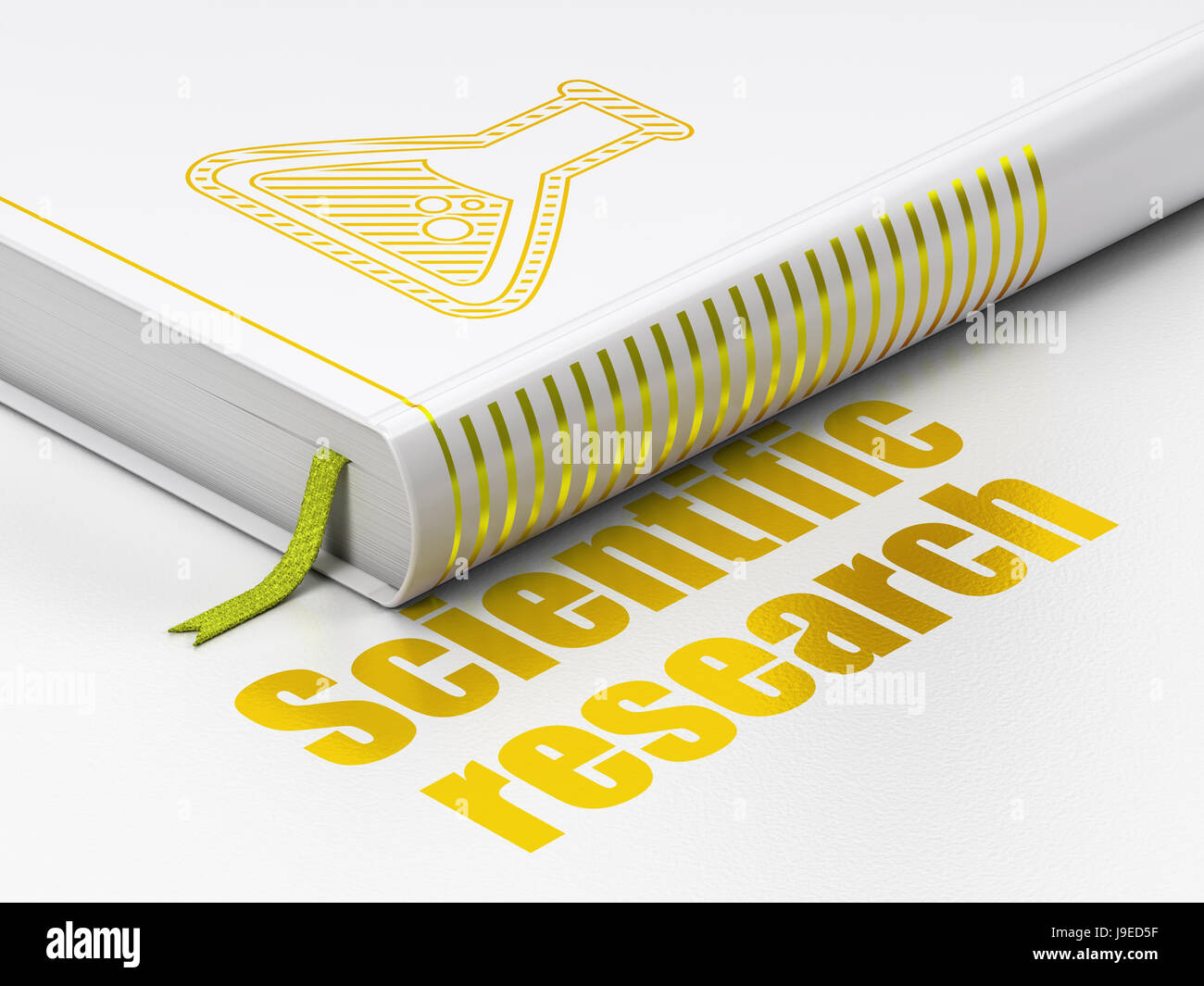 Science concept: book Flask, Scientific Research on white background ...