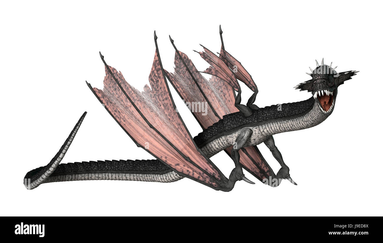 3D rendering of a fantasy snake dragon isolated on white background ...