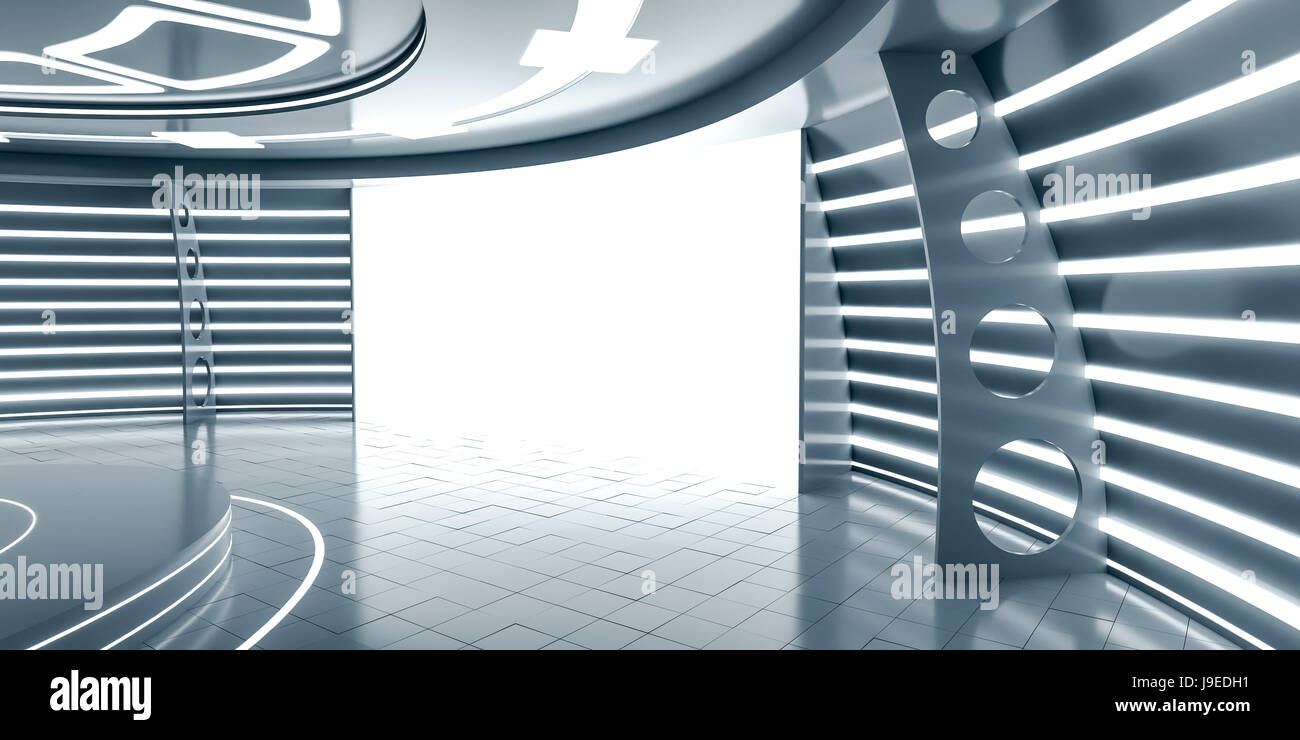 Abstract futuristic interior with glowing panel Stock Photo - Alamy