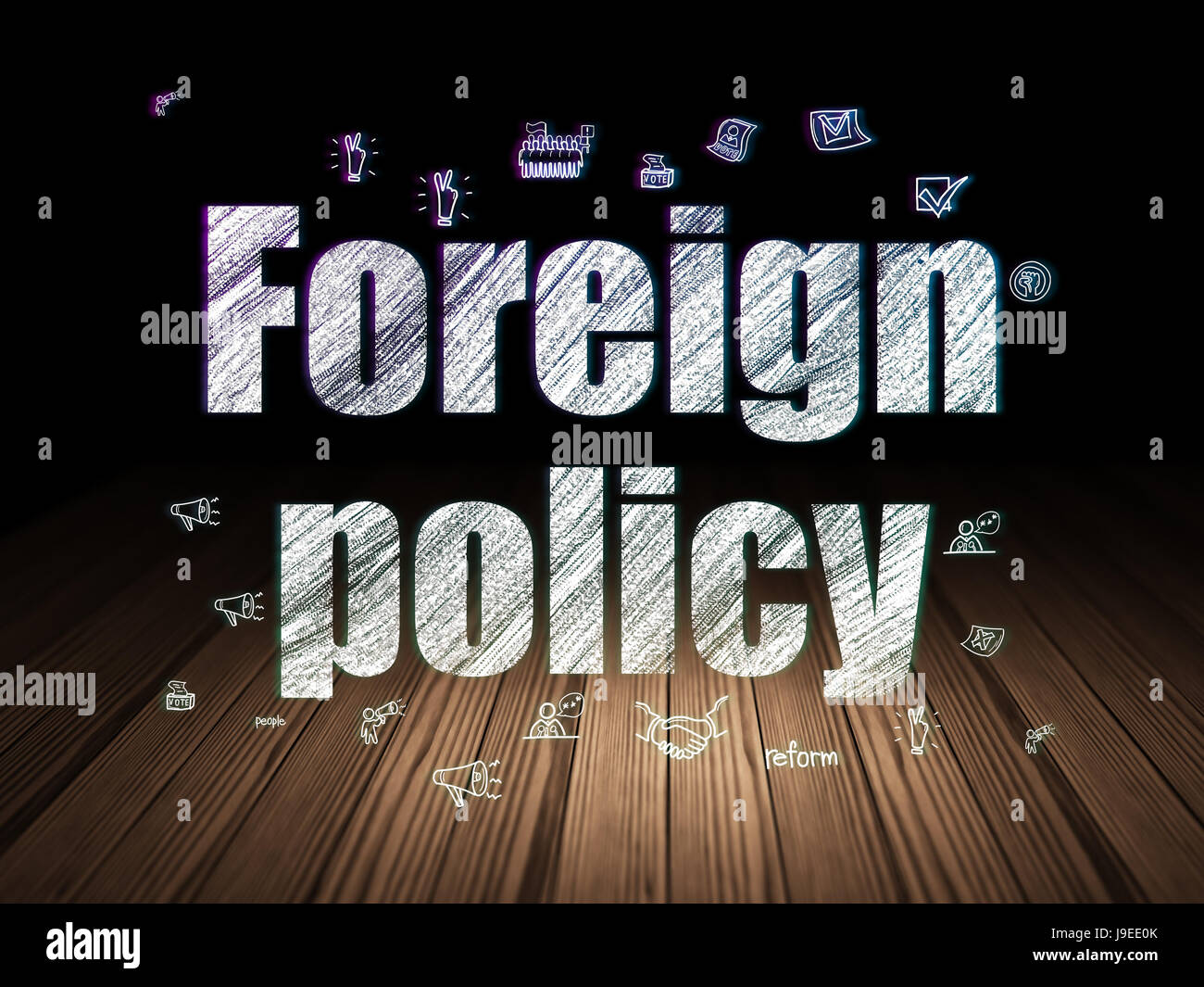 Politics concept: Foreign Policy in grunge dark room Stock Photo - Alamy