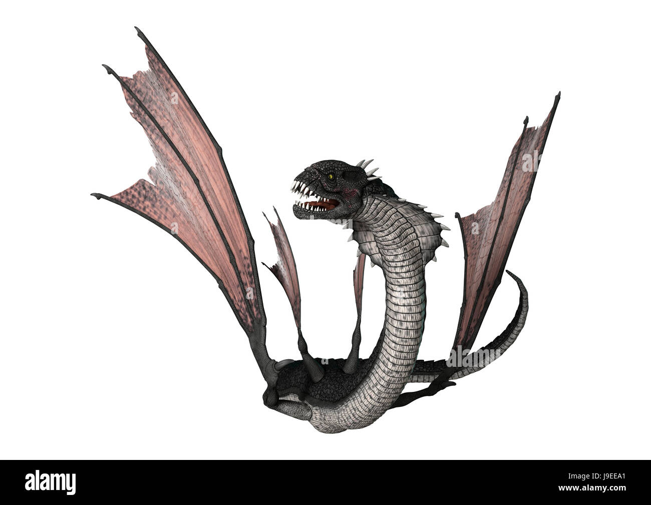 3D rendering of a fantasy snake dragon isolated on white background ...