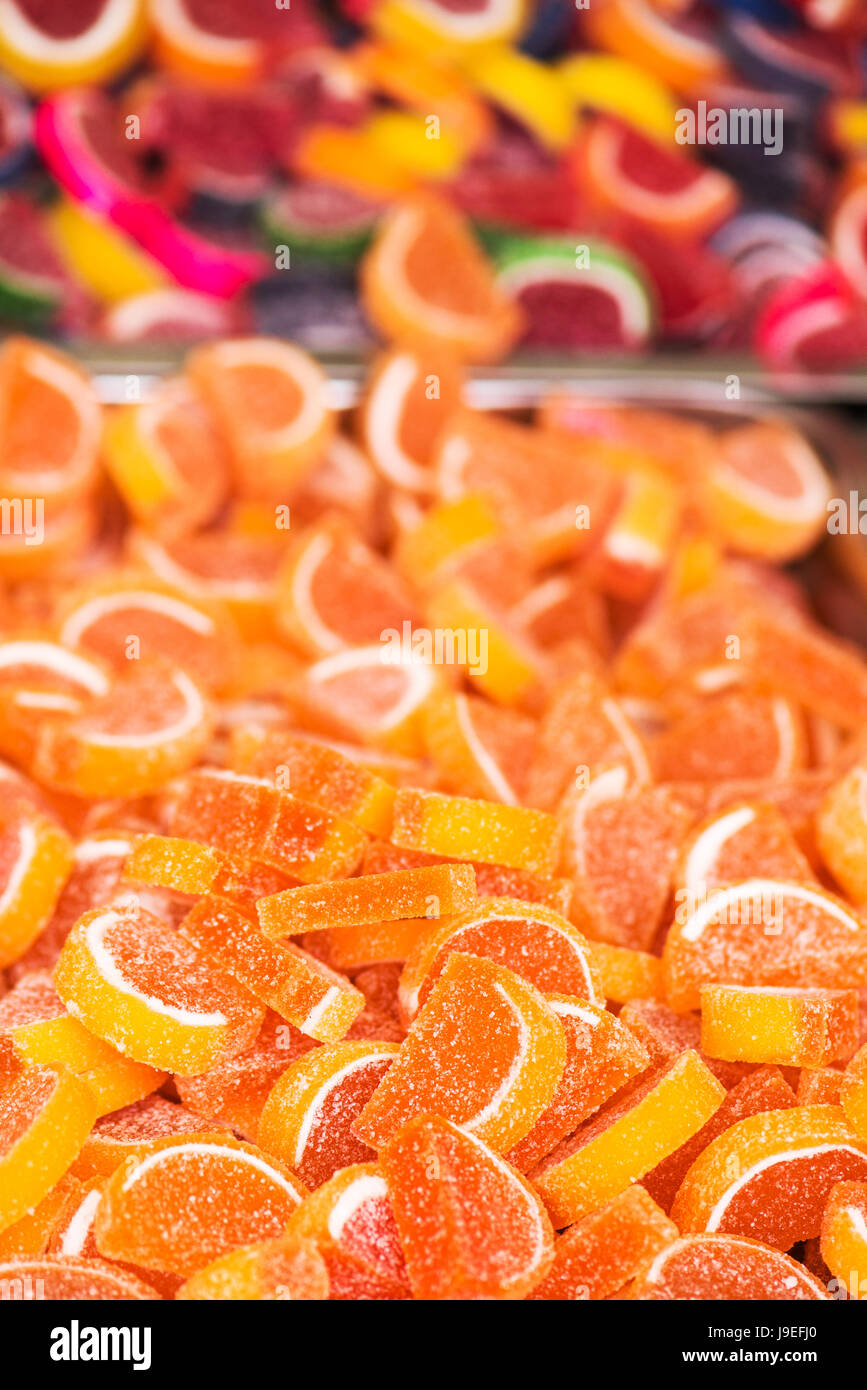 Sweet sugar treats on street market, selective focus Stock Photo - Alamy