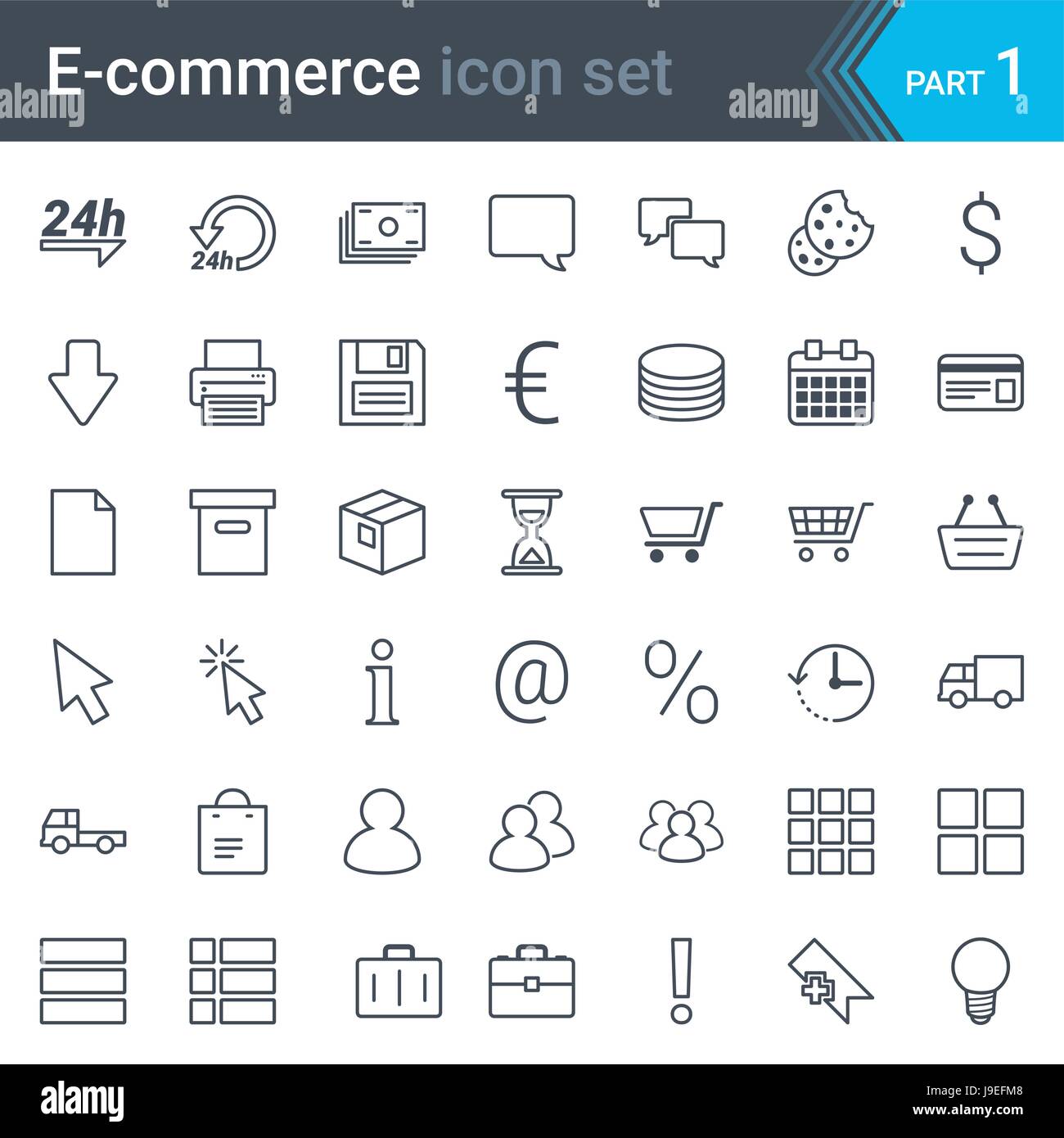 E-commerce simple thin icon set isolated on white background Stock ...