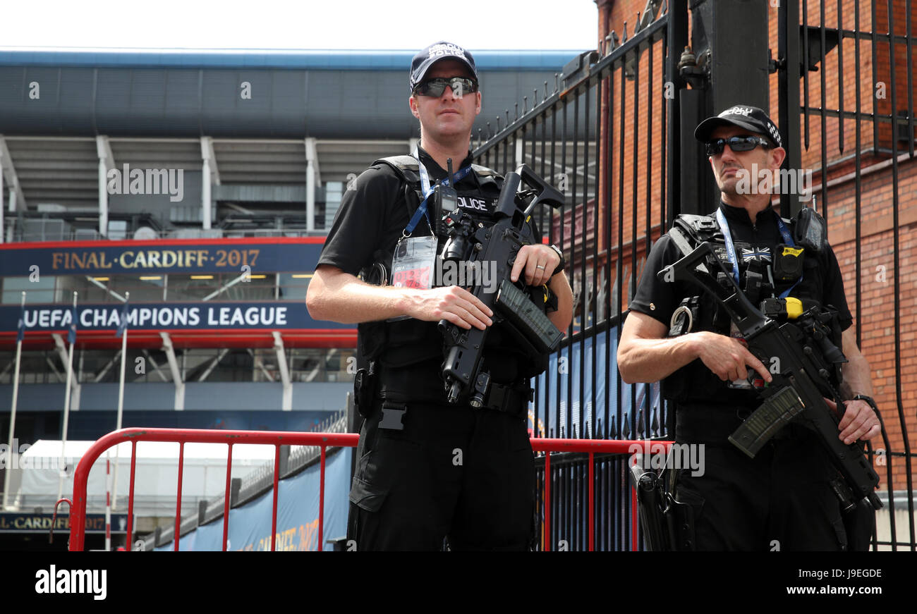 An armed police presence in Cardiff ahead of the Women's Champions ...