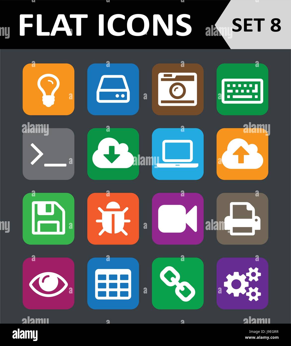 Universal Colorful Flat Icons. Set 8 Stock Vector Image & Art - Alamy