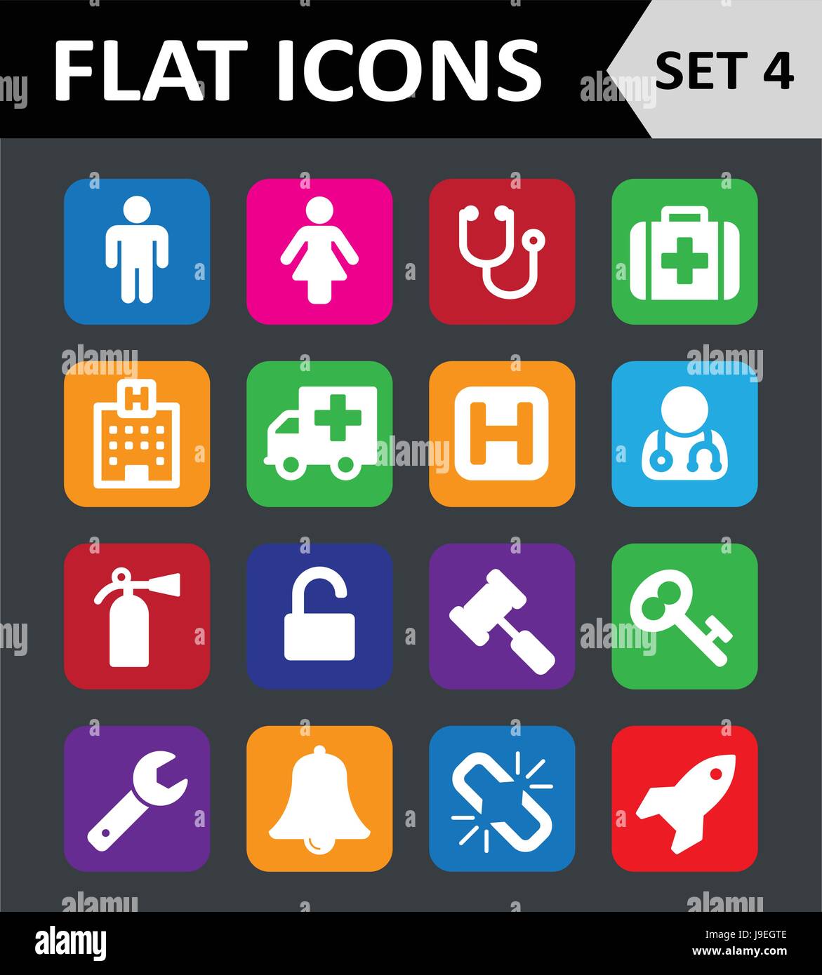 Set colorful icons medical symbol hi-res stock photography and images ...