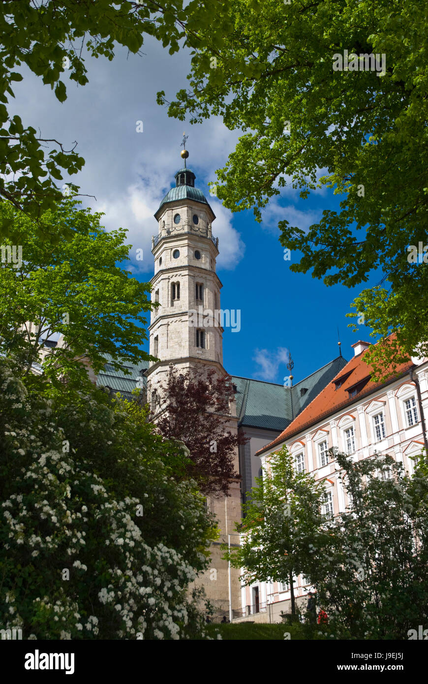 tower of the monastery church neresheim Stock Photo - Alamy
