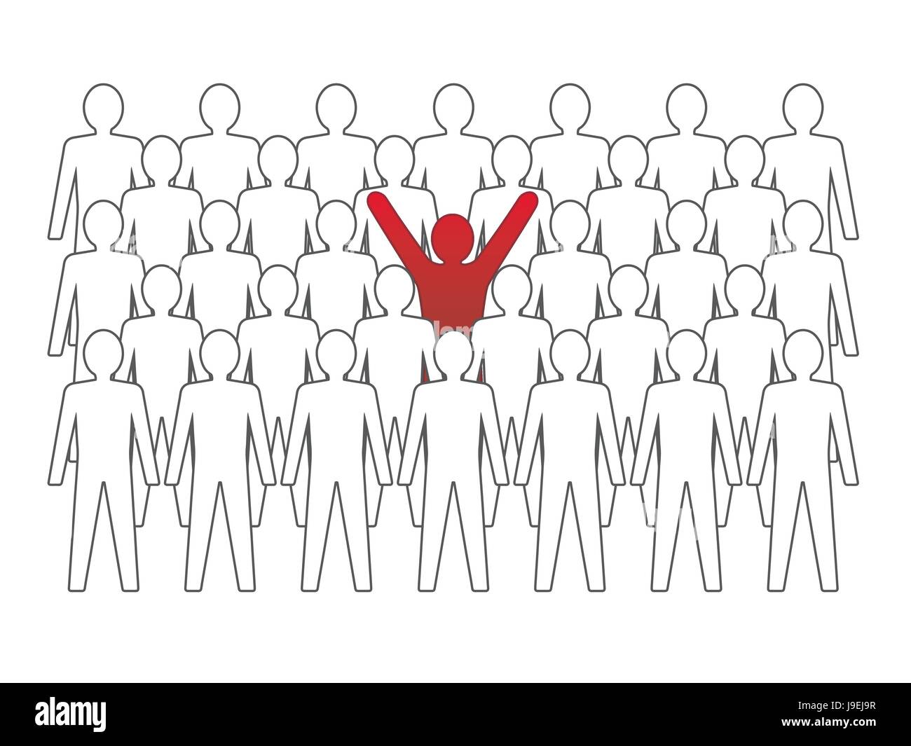 Unusual person in the crowd. Vector concept illustration Stock Vector ...