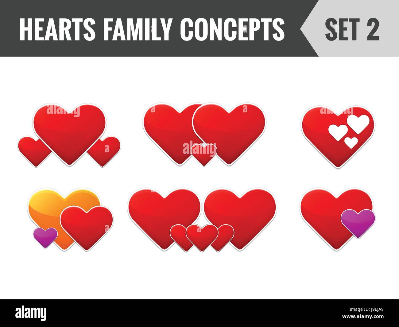 Hearts family concepts. Set 2. Vector illustration Stock Vector Image ...