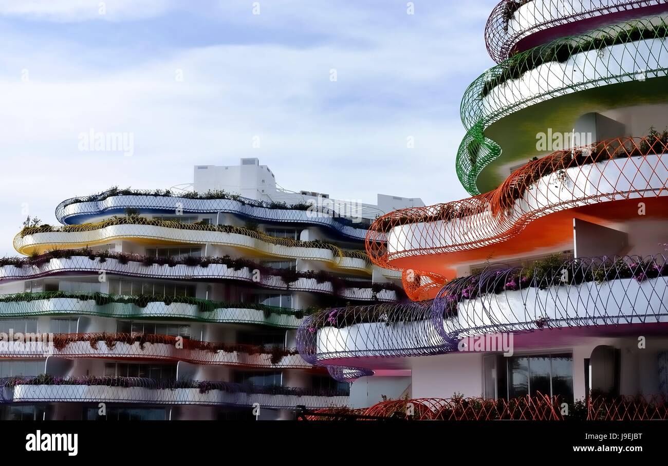 blue, house, building, architectural, city, town, modern, modernity ...
