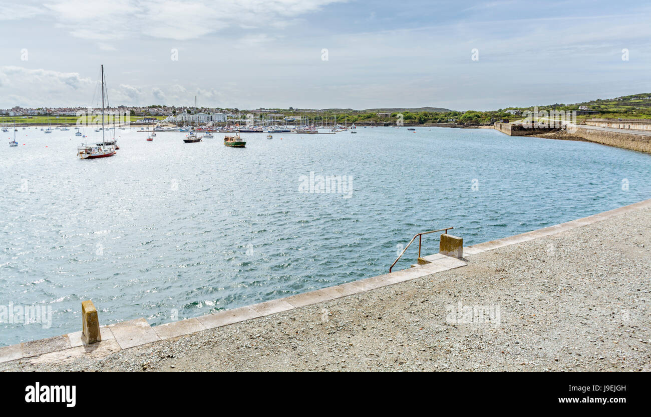 A view of the Marina at Holyhead from the breakwater, at Holyhead on ...