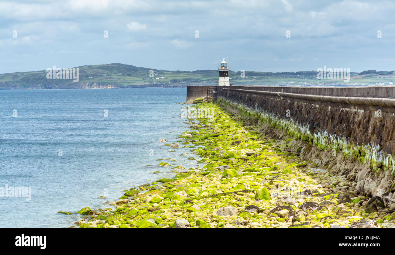 Perspective view along the breakwater at Holyhead on Anglesey Stock ...