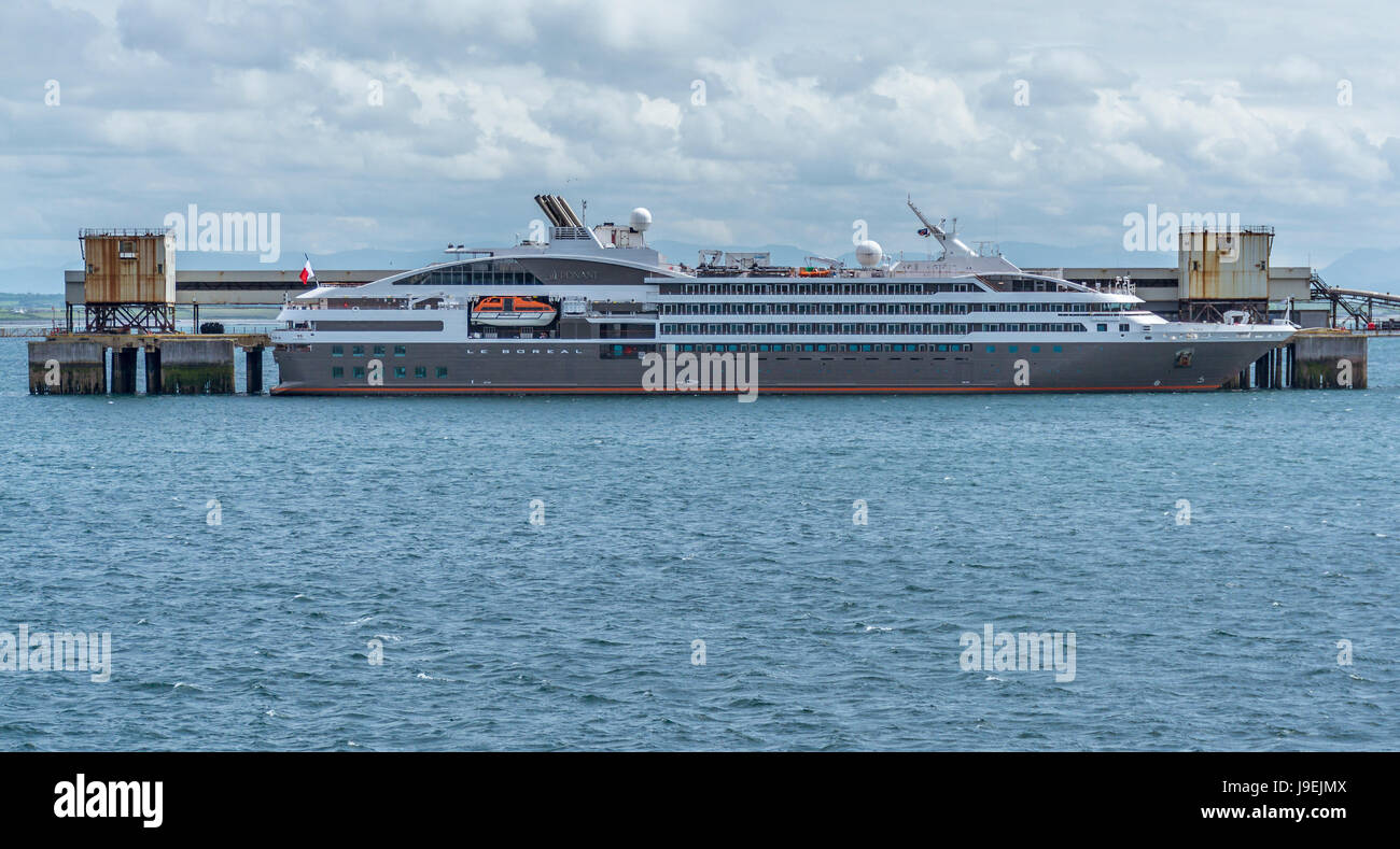 A vew of the 'Le Boreal' passenger cruise ship in dock s at Holyhead on ...