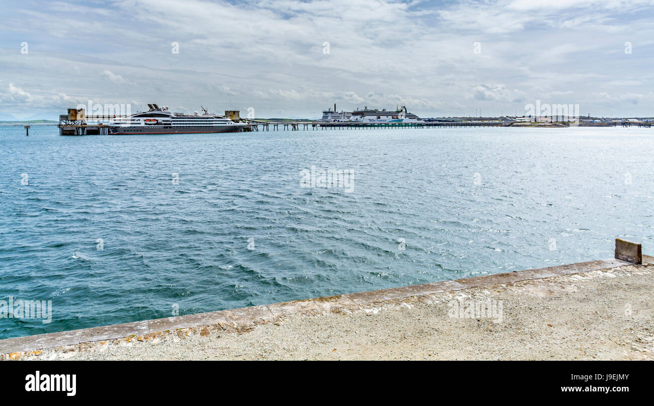 Cruise ship and ferries at the docks in Holyhead on Anglesey Stock ...
