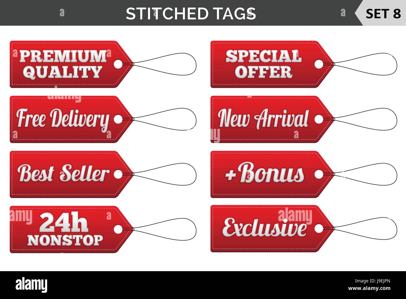 Stitched tags. Set 8. Vector illustration Stock Vector Image & Art - Alamy