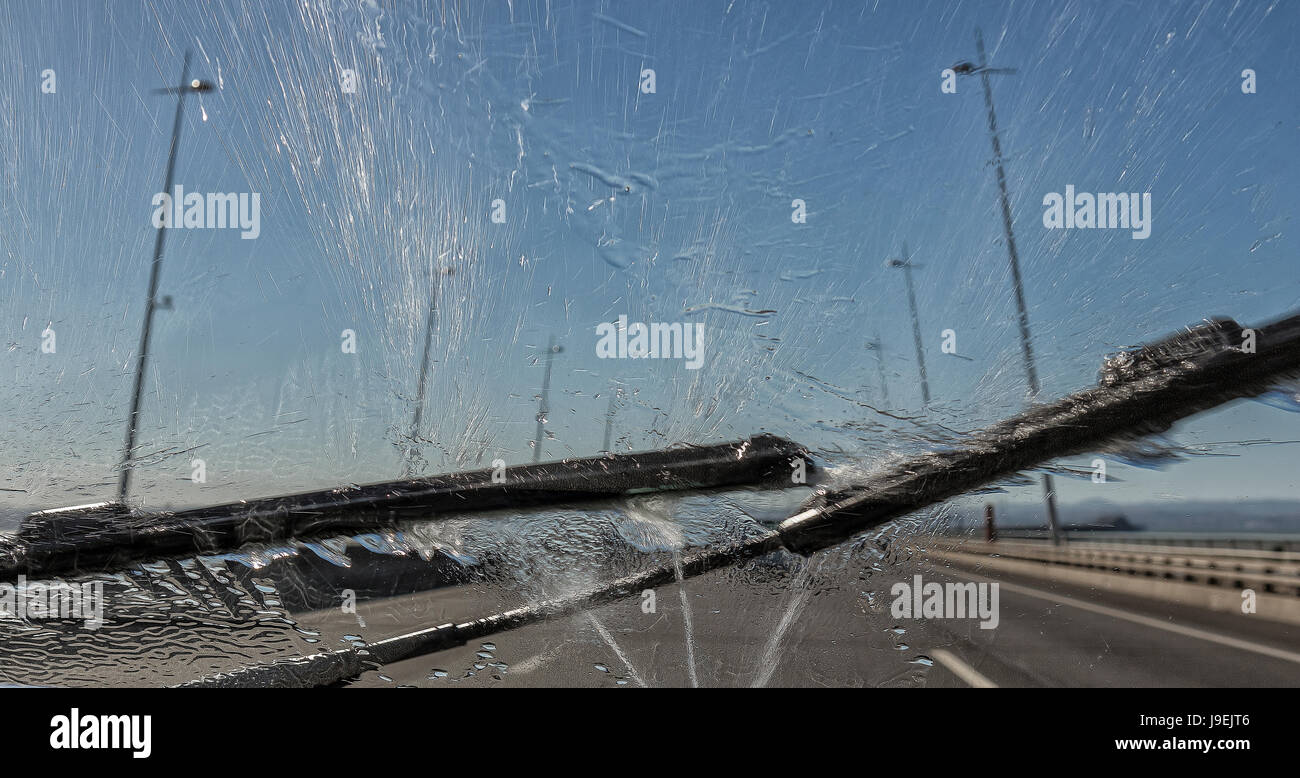 For car windscreens running on water Stock Photo - Alamy