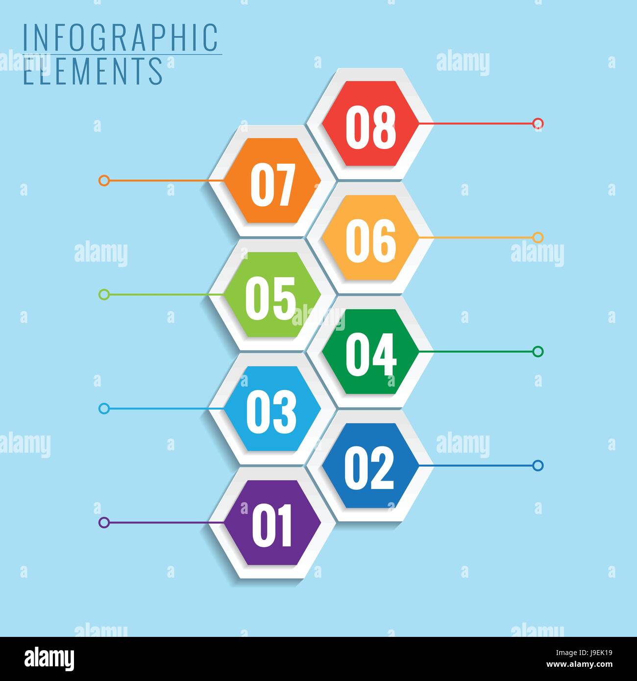 Infographic with honeycomb structure on the blue background Stock ...