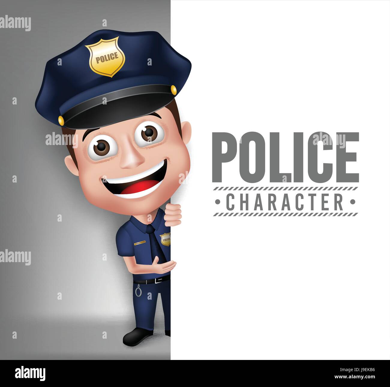 Friendly Police Man Character Policeman in Uniform for Security with ...