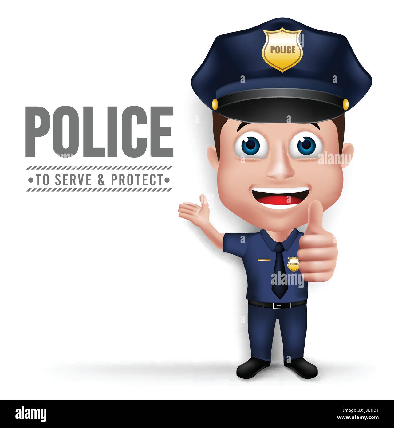 Friendly Police Man Character Policeman in Uniform for Security with ...