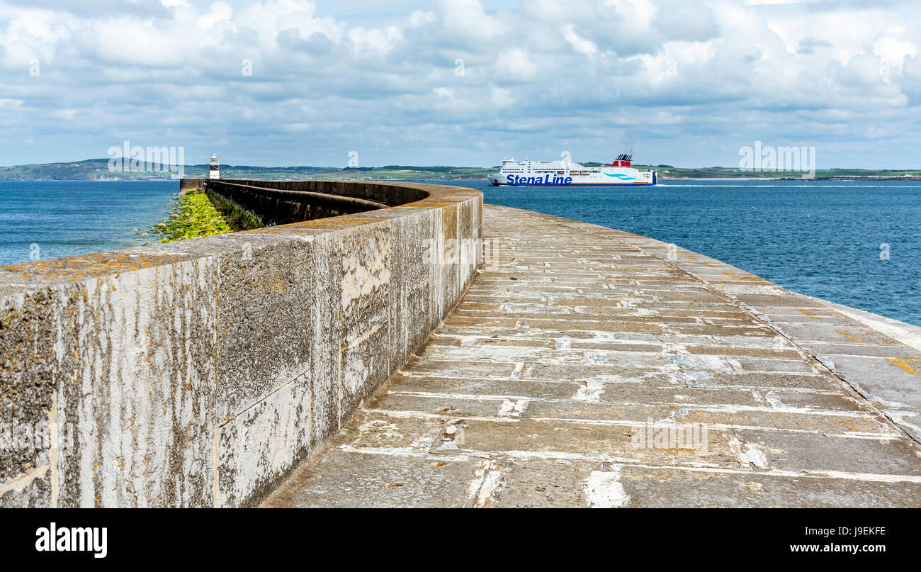 The Stenaline ferry passing the Holyhead breakwater before heading for ...
