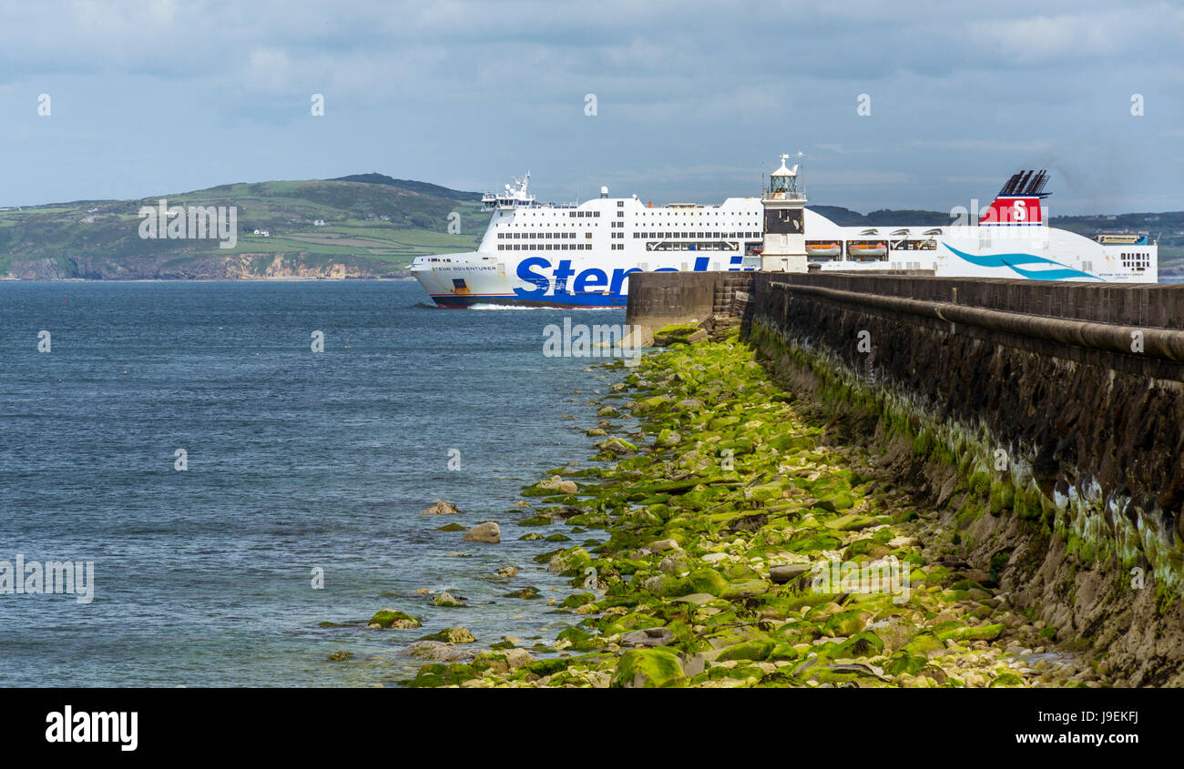 The Stenaline ferry passing the Holyhead breakwater before heading for ...