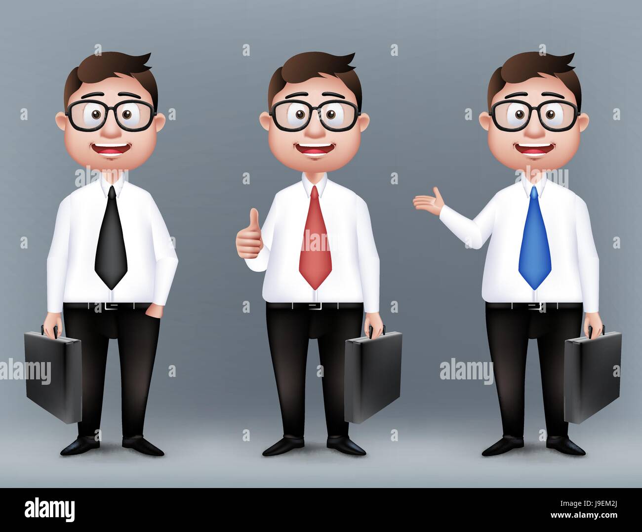Vector Set of Smart Different Professional and Business Man Characters ...