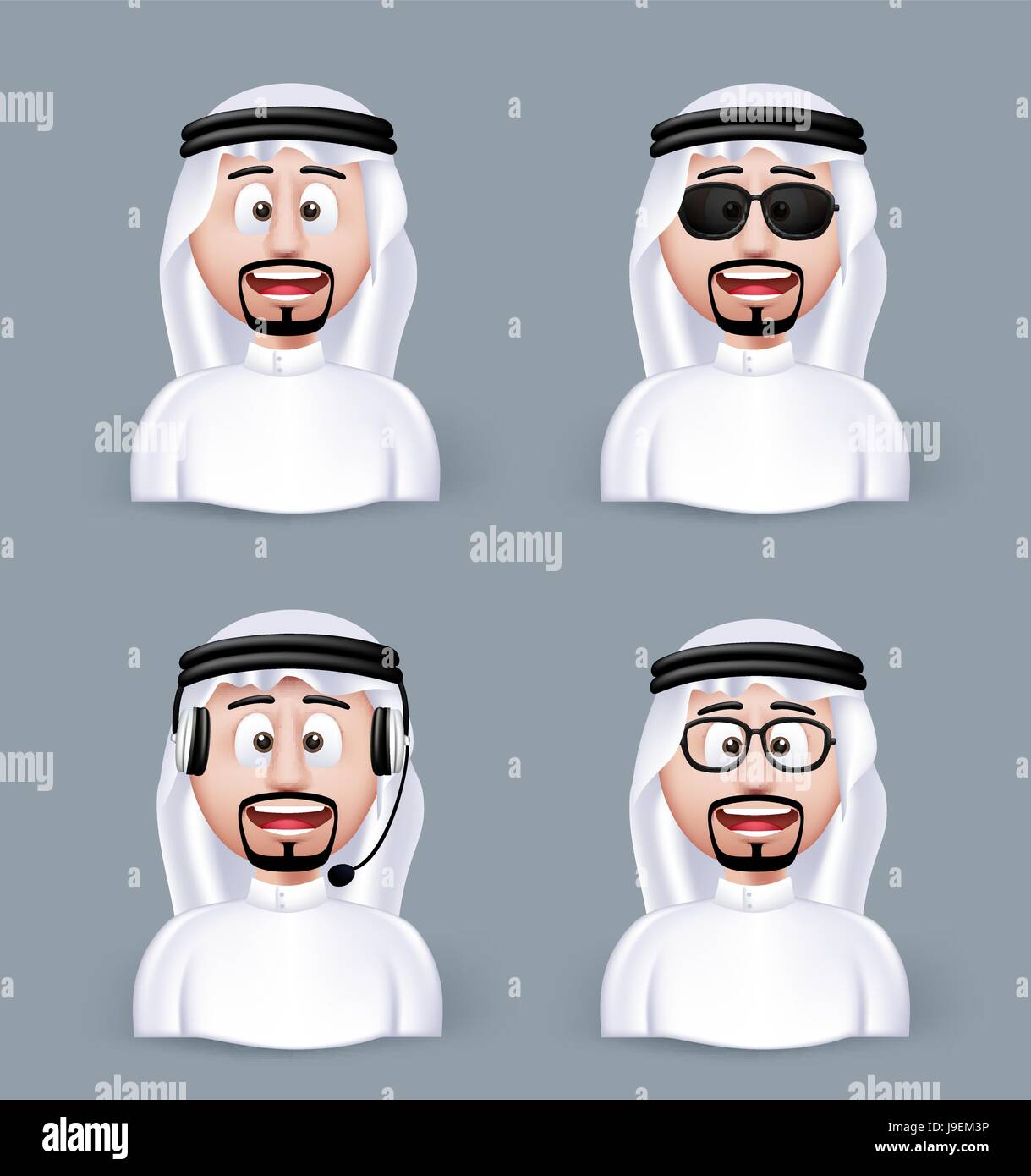 Vector Set of Arab Man in Different Professional and Business Man ...