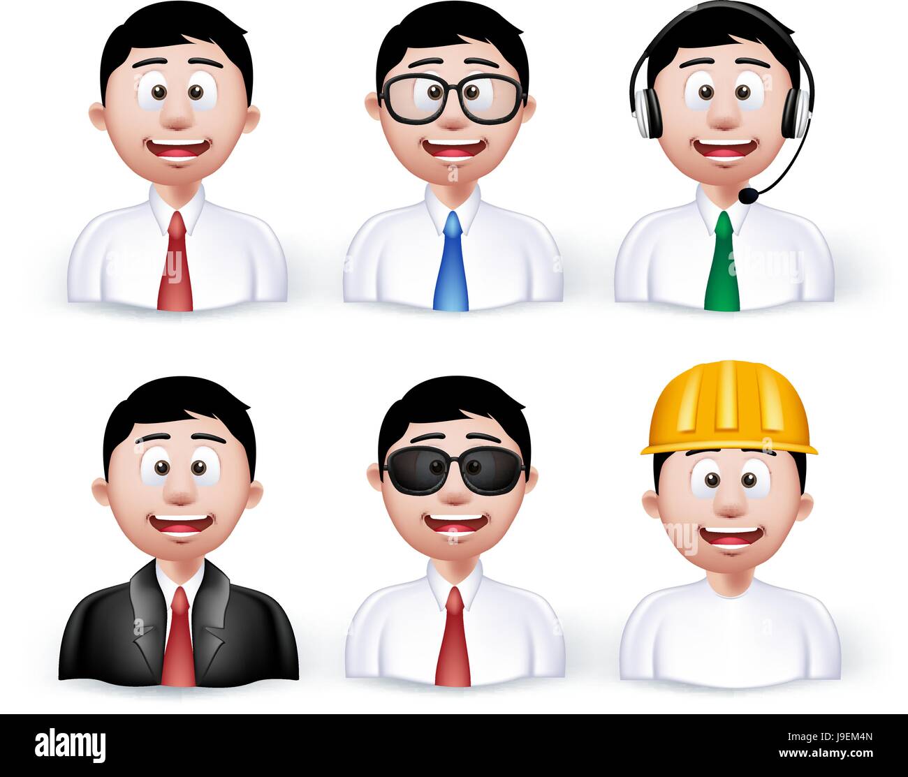 Vector Set of Young Different Professional and Business Man Characters ...