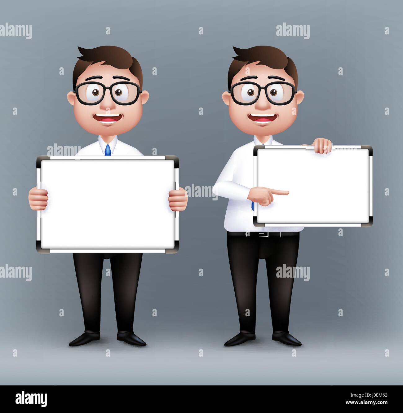 Smart Professor or Business Man Characters With Eyeglasses Holding ...