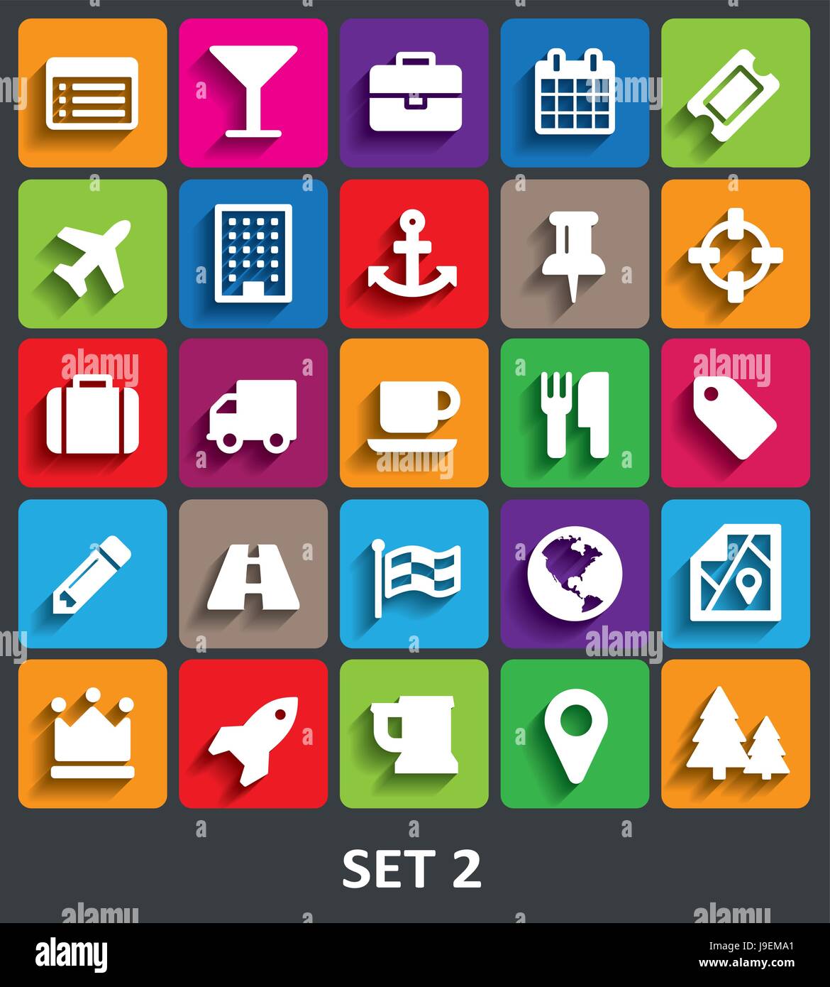 Trendy Vector Icons With Shadow. Set 2 Stock Vector Image & Art - Alamy