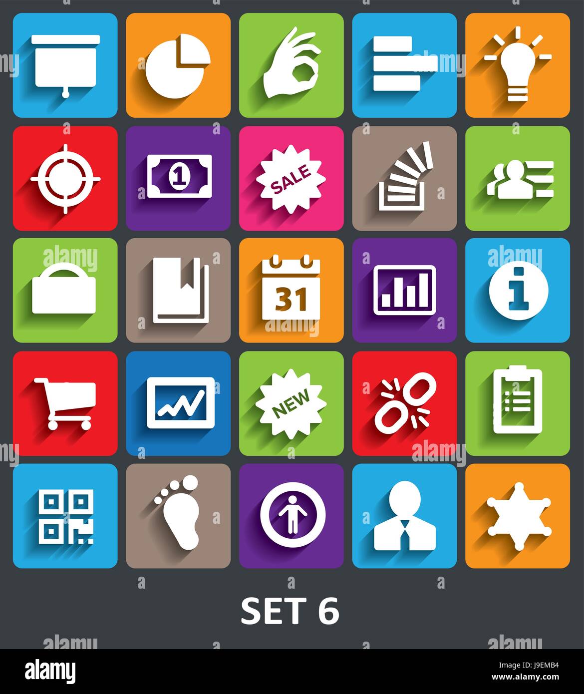 Trendy Vector Icons With Shadow. Set 6 Stock Vector Image & Art - Alamy