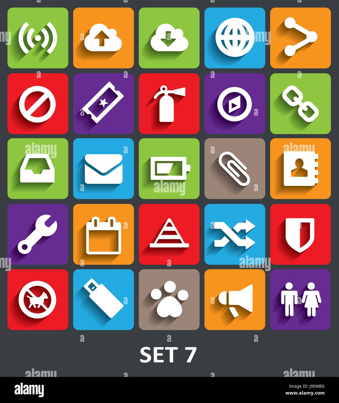 Trendy Vector Icons With Shadow. Set 7 Stock Vector Image & Art - Alamy