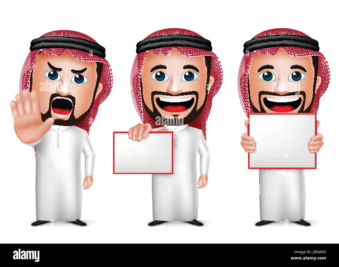 Vector Saudi Arab Man Cartoon Character Holding Blank White Board ...