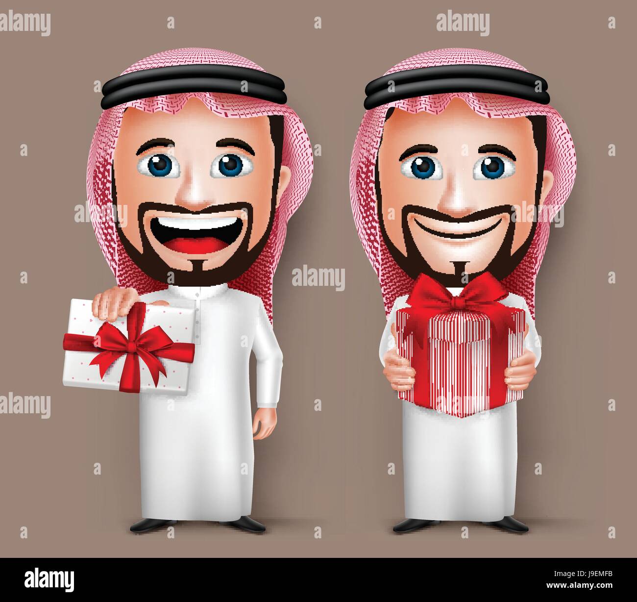 Vector Saudi Arab Man Cartoon Character Holding and Giving a Red ...