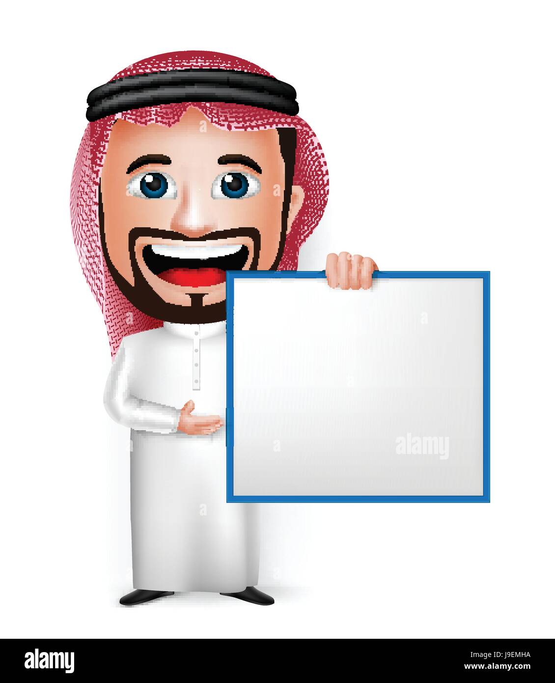 Vector Saudi Arab Man Cartoon Character Holding Blank White Board ...